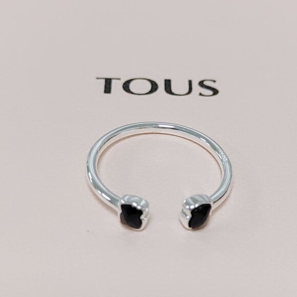 Tous | Jewelry | Tous Ring Mini Onix Open Ring In Silver With Onyx ...